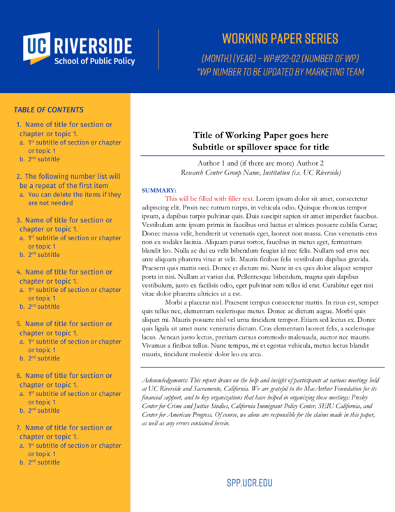 Working Papers | SPP Intranet